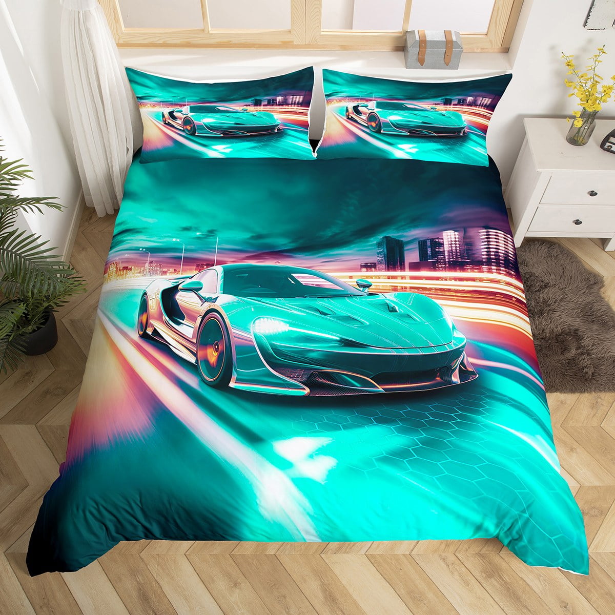 YST Race Car Full Size Bedding Set Extreme Sports Car Comforter Cover ...