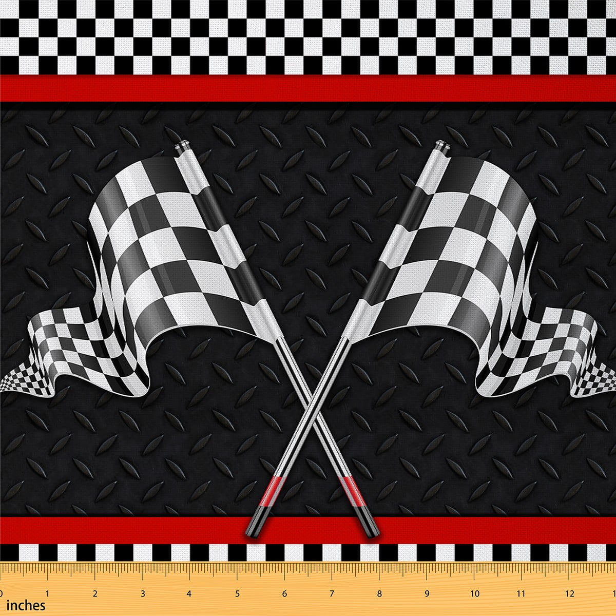 Erosebridal Race Car Themed Fabric by the Yard,Black White Grid Flag ...