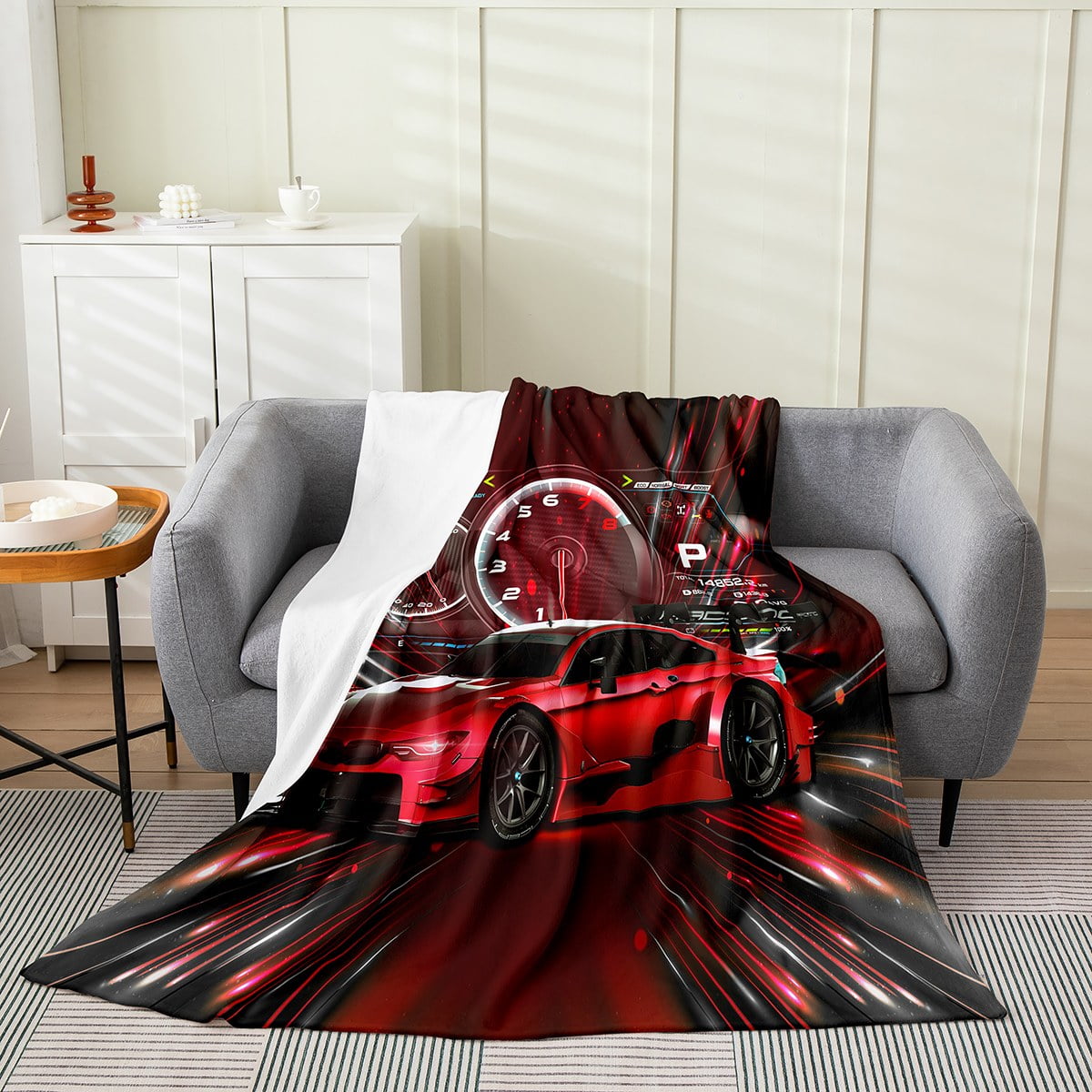 YST Race Car Throw Blanket Sports Car Flannel Blanket for Kids Boys ...