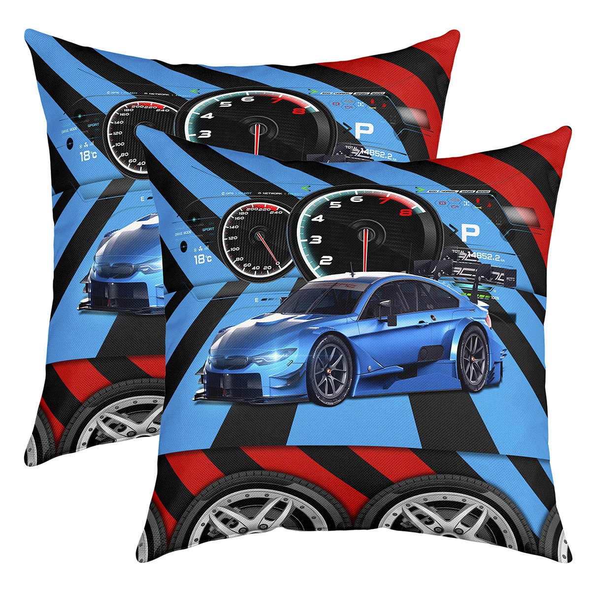 YST Race Car Throw Pillow Covers Extreme Racing Speed Accent Pillow ...