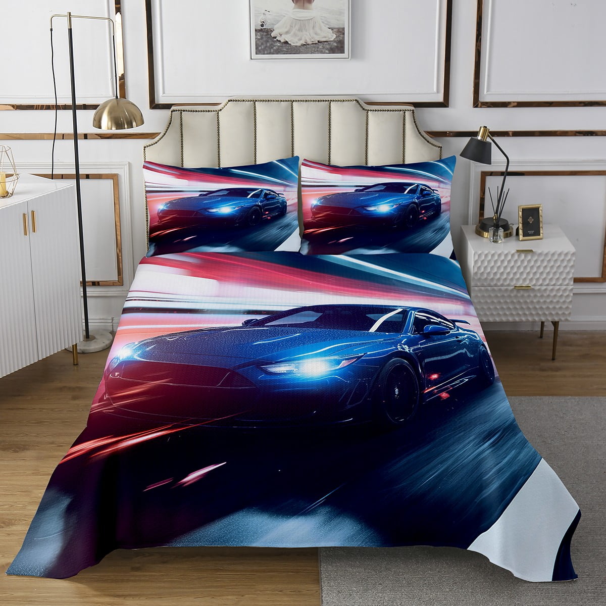 YST Race Car Twin Quilt Set for Boys Kids Teens Sports Car Coverlet Set ...