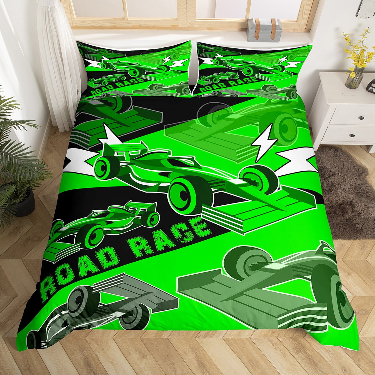 YST Race Car Twin Size Bedding Set for Boys Sports Car Duvet Cover Cool ...