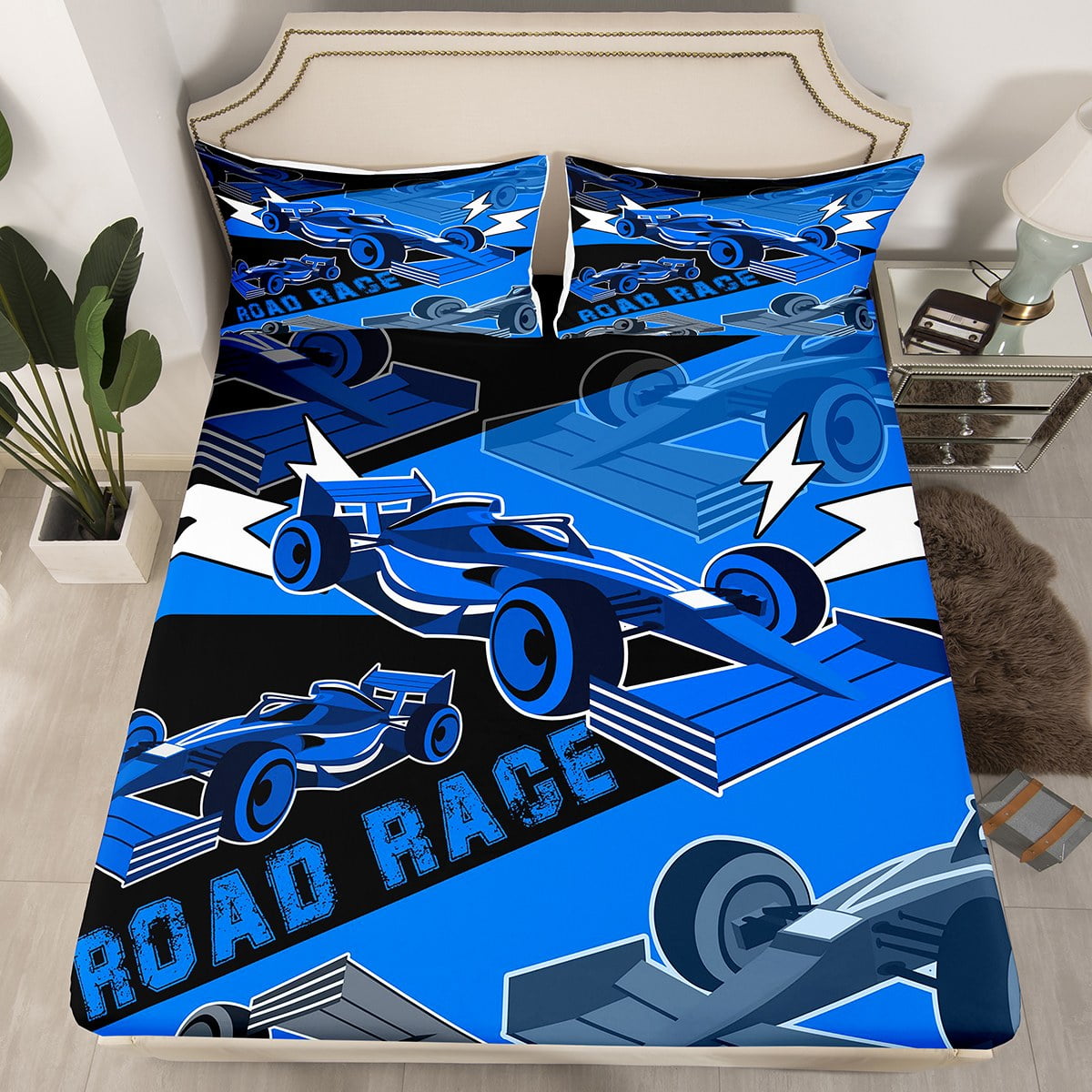 YST Race Car Bed Sheets for Boys Race Cars Full Fitted Sheet,Cool ...