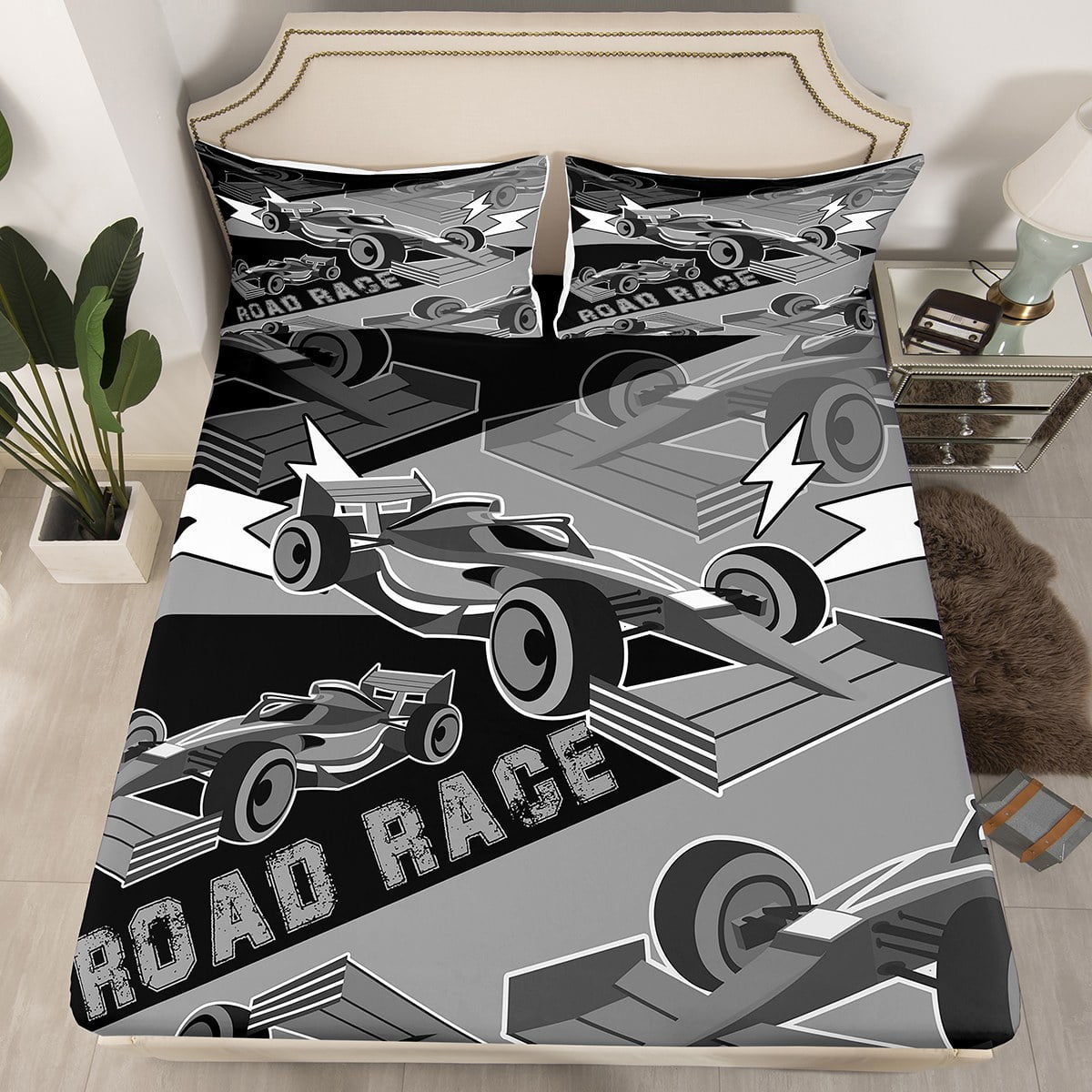YST Race Car Bed Sheets for Boys Race Cars Full Fitted Sheet,Cool ...