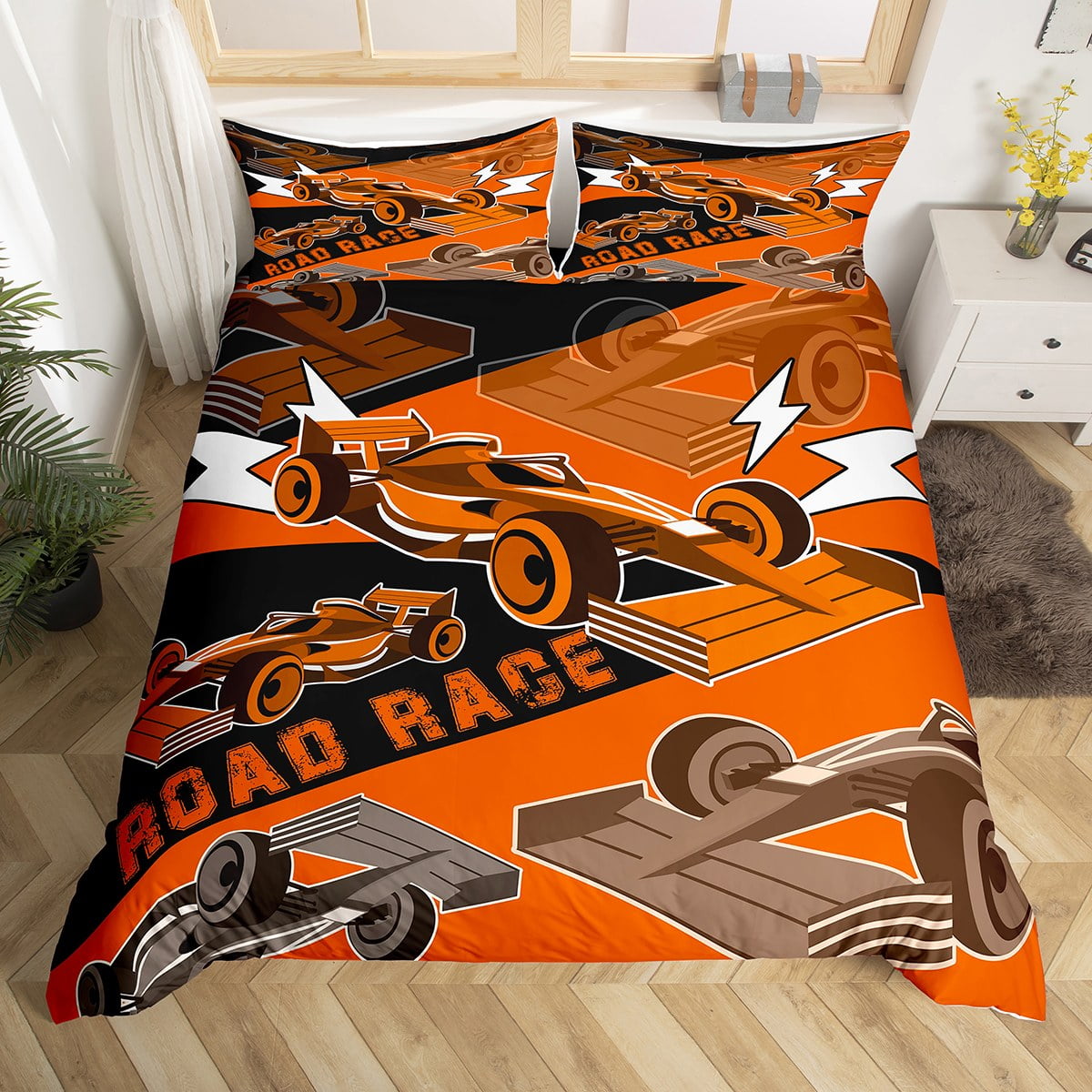 YST Race Car Duvet Cover for Boys Queen Race Cars Bedding Set,Cool ...