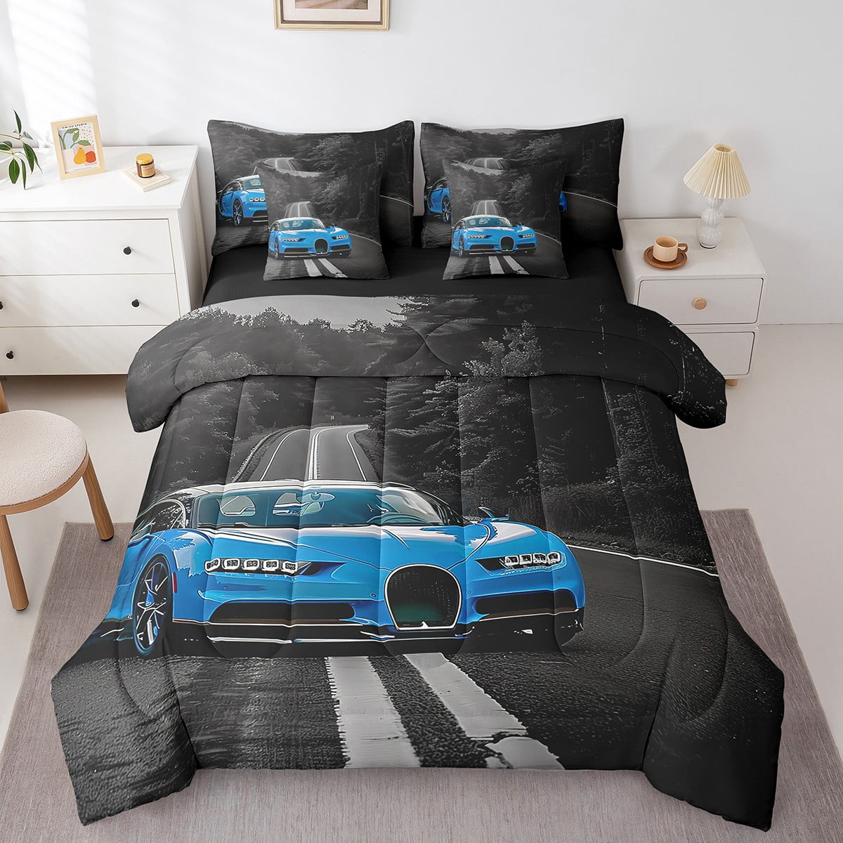Racing Car 7 Pcs Comforter Set Twin Cool Speed Car Bedding For Adults ...