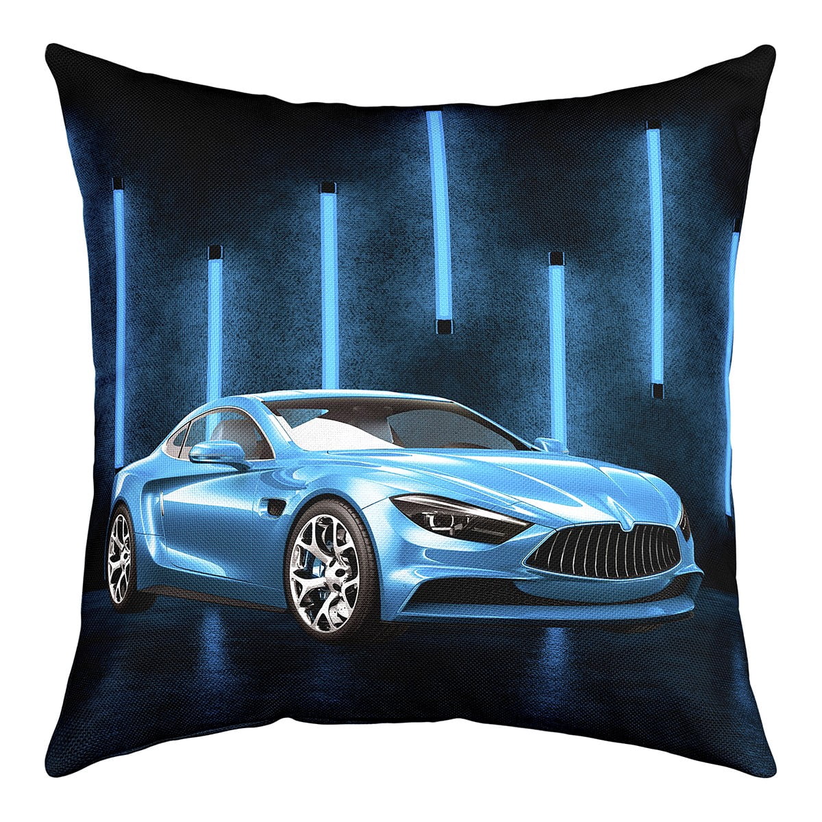 Racing Car Throw Pillow Cover 16x16 Inch,Neon Lights Sports Car Cushion ...