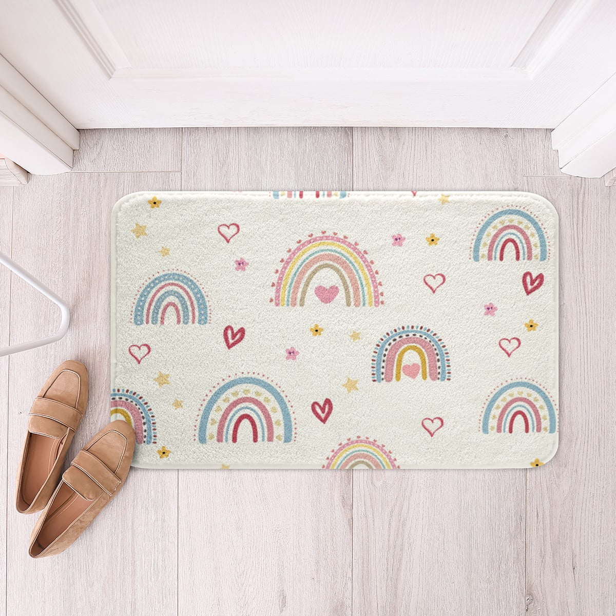 YST Rainbow Bathroom Rugs For Girls, Pink Love Heart Bath Mat 20"X 32 ...
