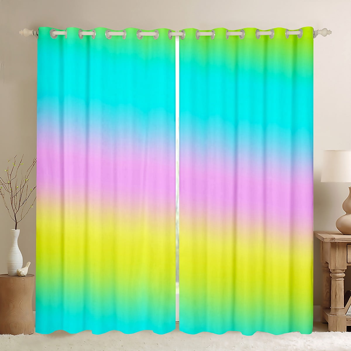 YST Rainbow Blackout Curtains Tie Dye Gradient Curtains & Drapes Ink ...