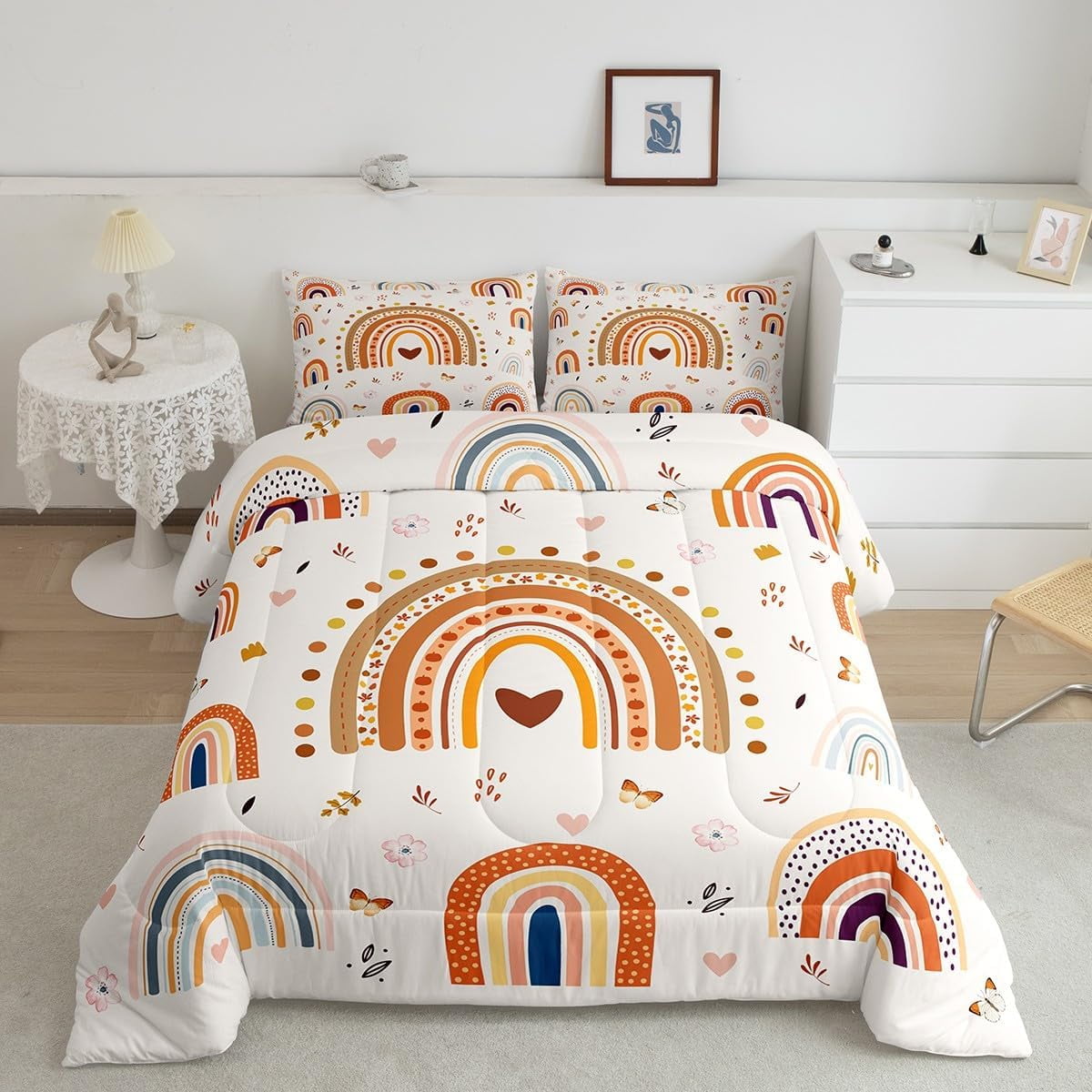 YST Rainbow Comforter Set Queen Size withRainbow Decorations Comforter ...