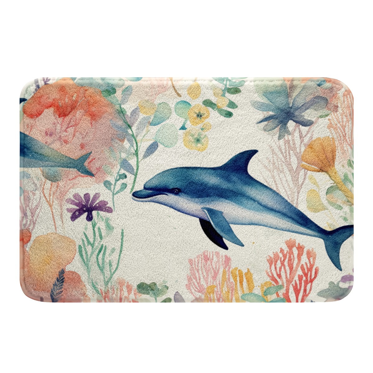 Erosebridal Rainbow Coral Bathroom Rugs 20X32 Sea Dolphin Bath Mat ...