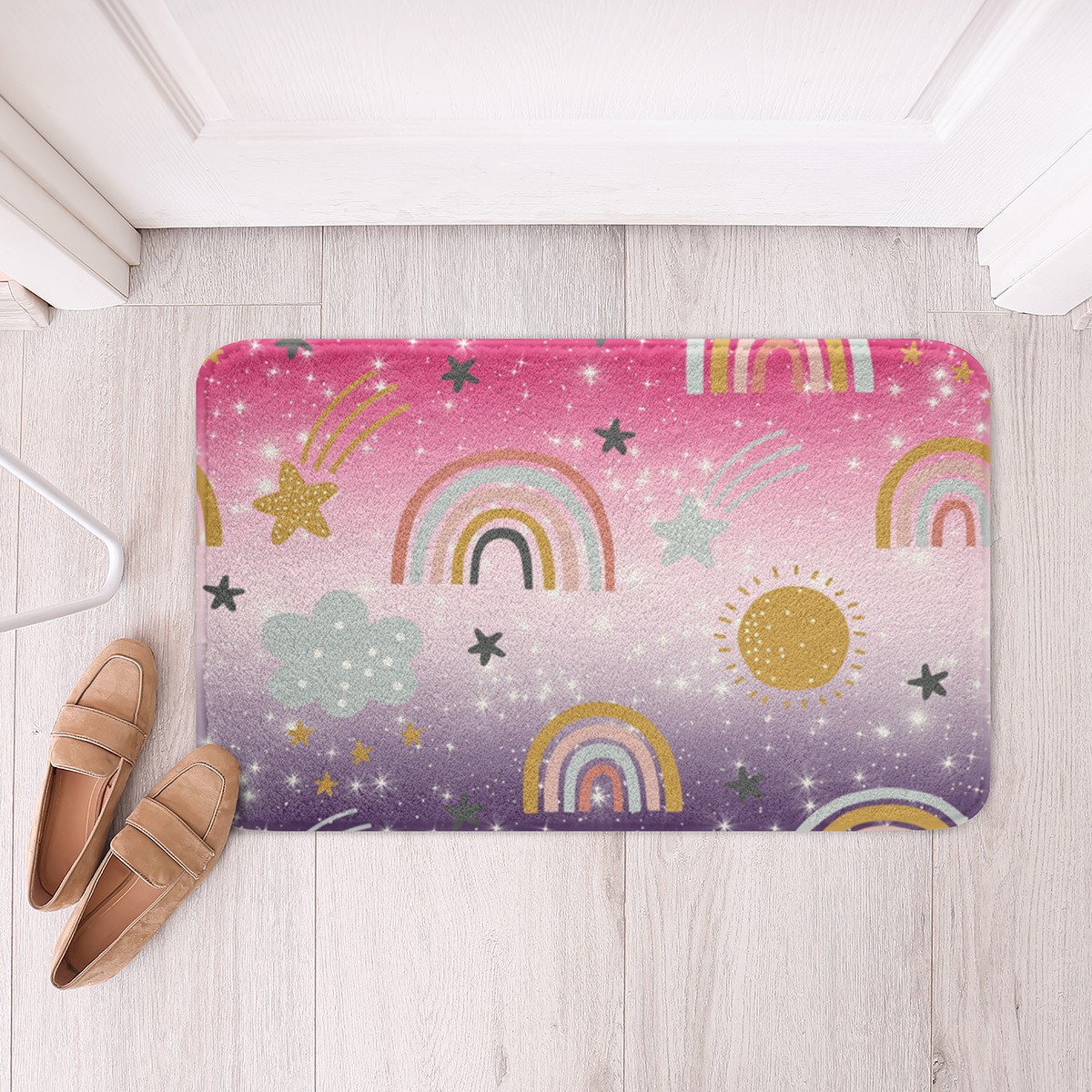 Erosebridal Rainbow Doormats Floor Mats, Cartoon Sun Stars Cloud Bath ...