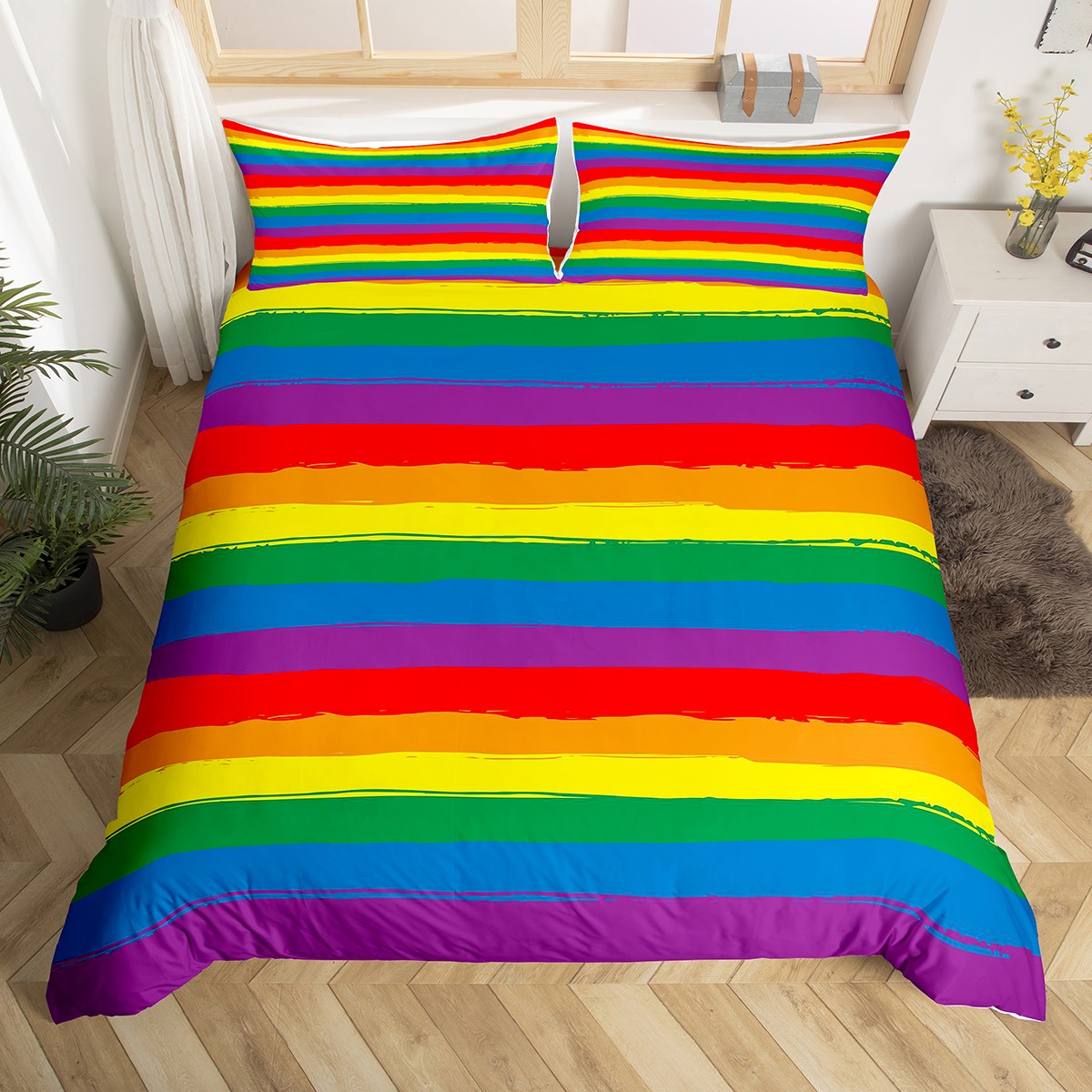 YST Rainbow Duvet Cover for Kids Boys Girls,Colorful LGBT Rainbow ...