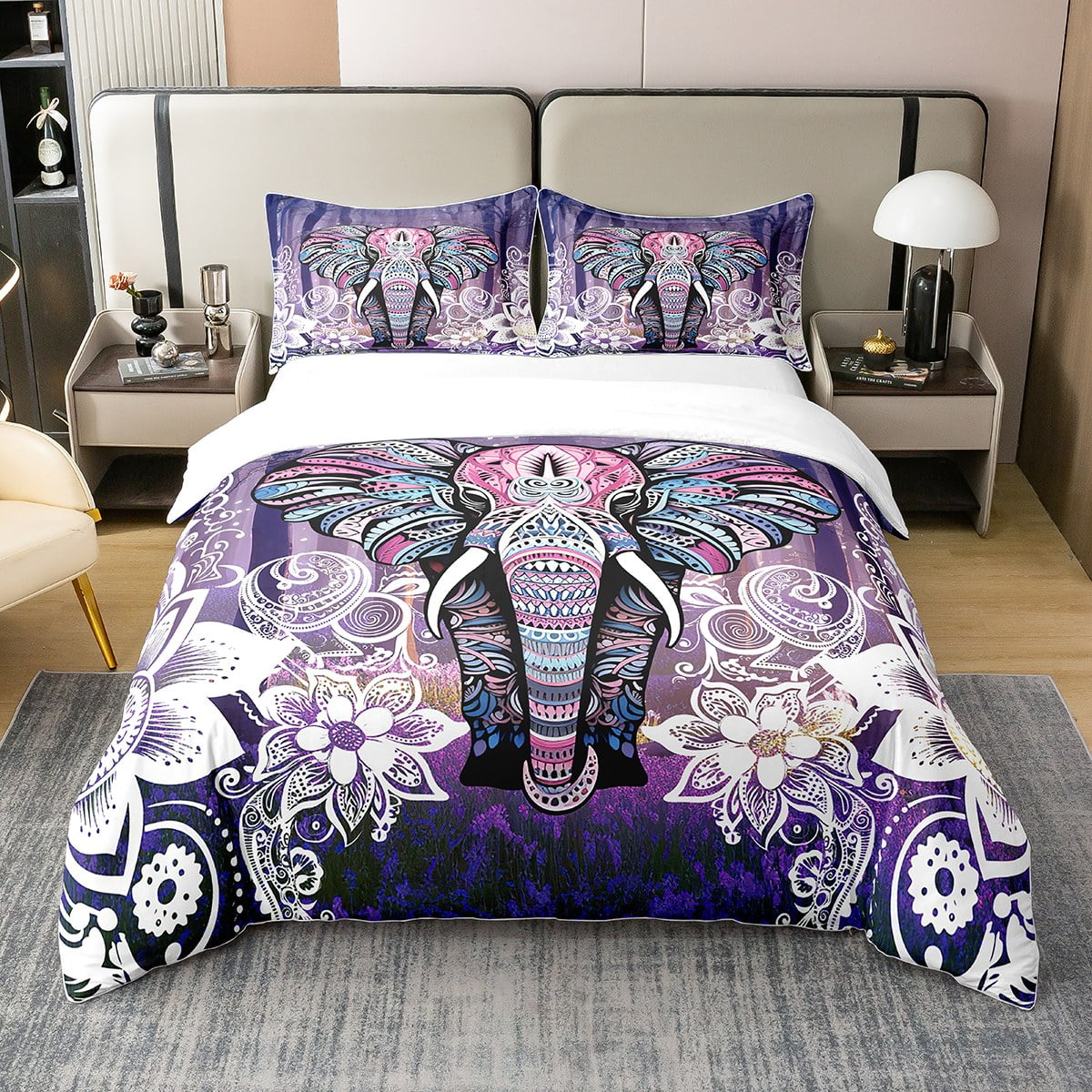 Erosebridal Rainbow Elephant 100% Cotton Duvet Cover Queen,Safari ...