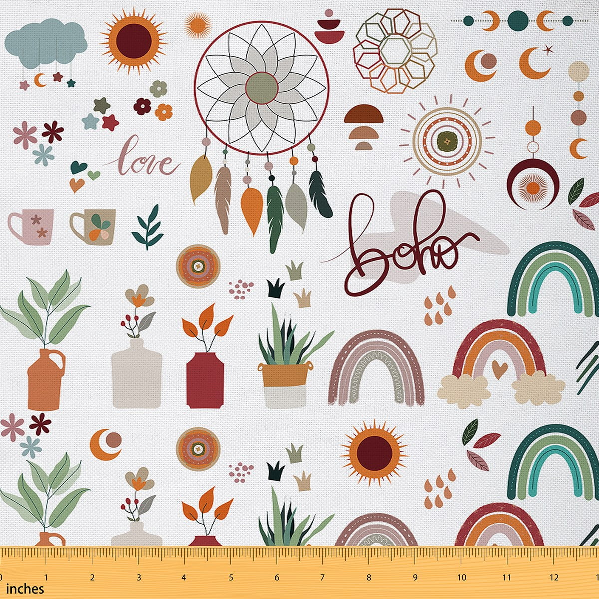 YST Rainbow Fabric by the Yard,Dream Catcher Upholstery Fabric,Sun Moon ...