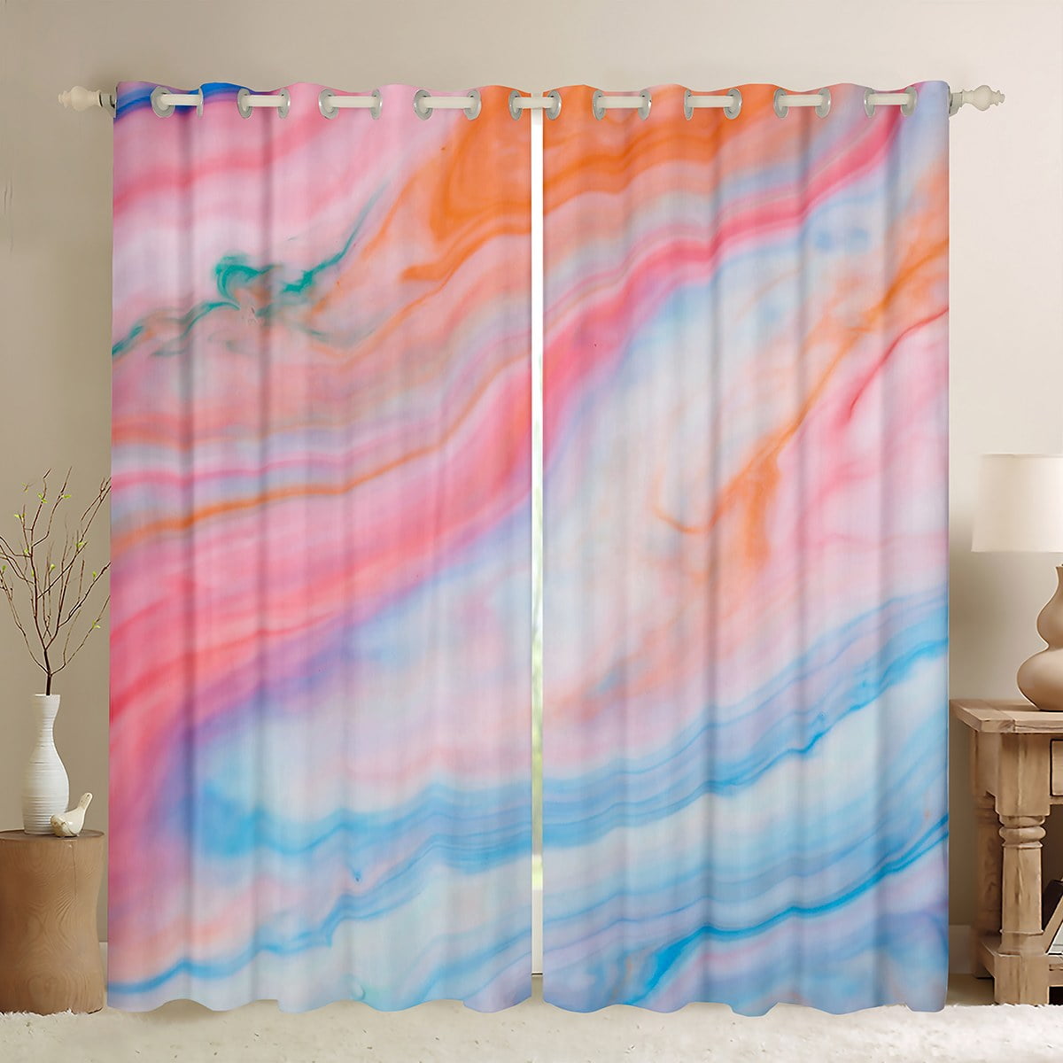 Rainbow Gradient 30%-50% Blackout Curtains Girly Pink Pastel Curtains ...