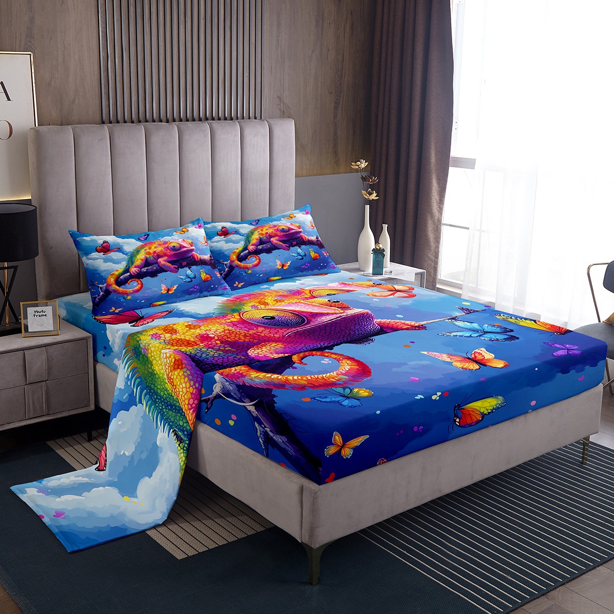 YST Rainbow Lizard Twin Bedding Set,Cute Colorful Lizard Reptile Bed ...