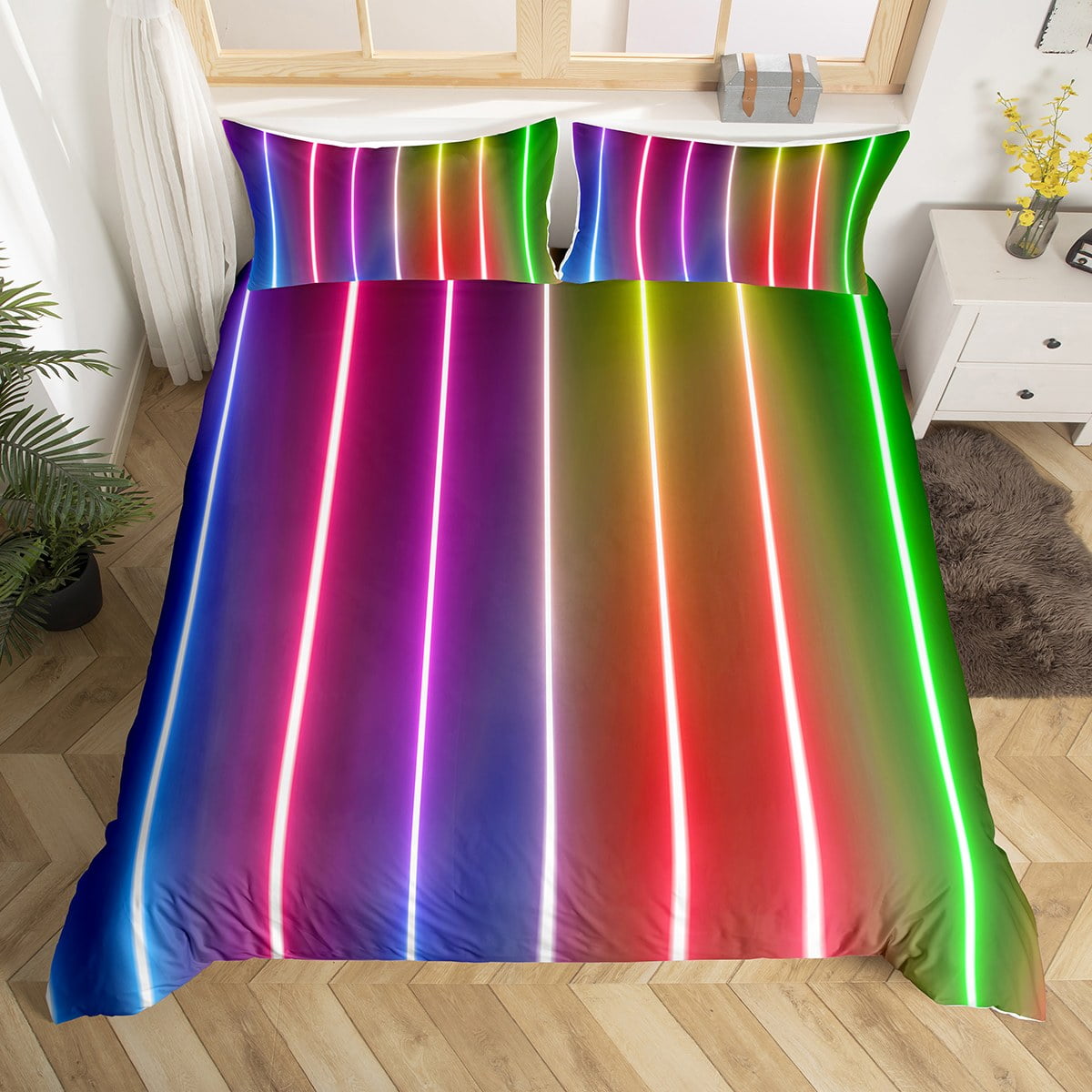 Erosebridal Rainbow Ombre Bedding Set King Blue Red Yellow Green ...