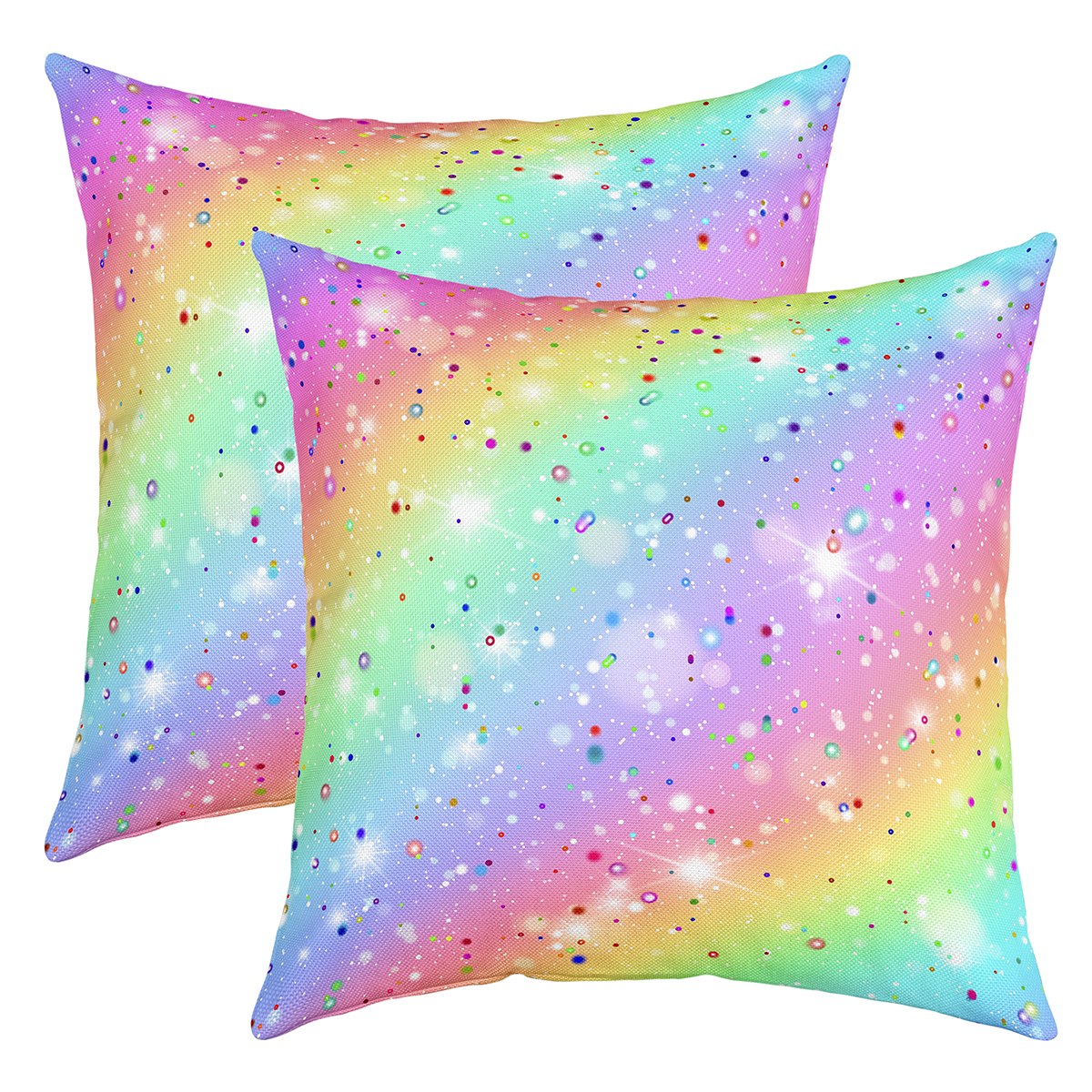 YST Rainbow Pillow Covers 16x16 inch set of 2,Tie Dye Cushion Cases Girly Princess Ombre Starry ...