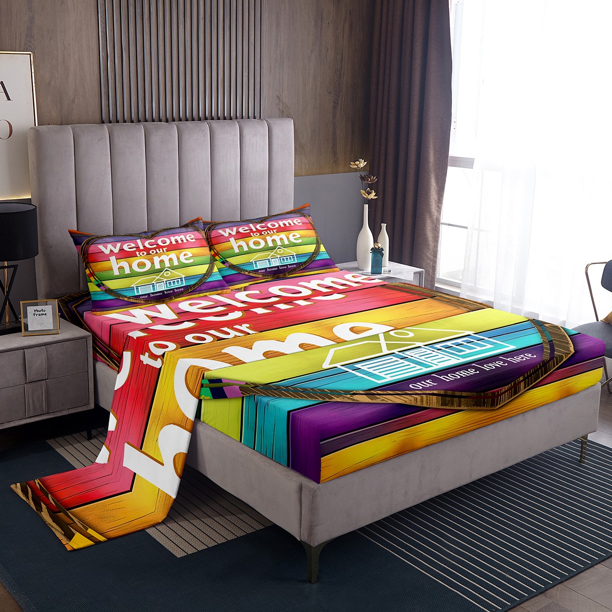 YST Rainbow Pride Sheet Set Welcome To Our Home Sheets Pride Home Decor ...