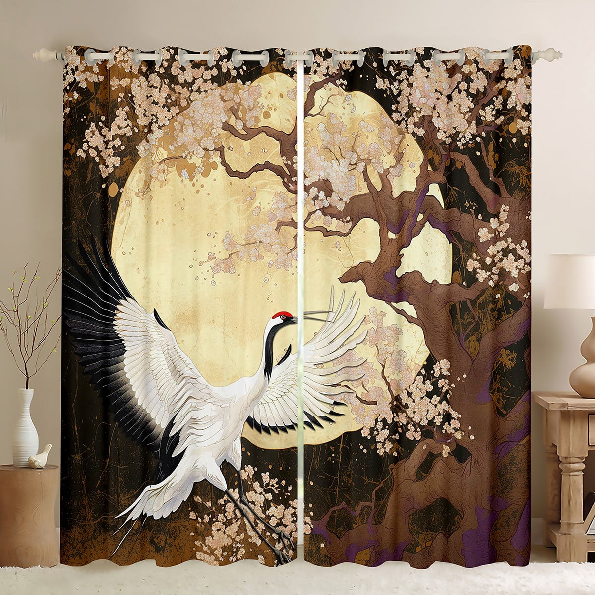 YST Red-Crowned Crane Curtains & Drapes, Japanese Ukiyo-E 30%-50% ...