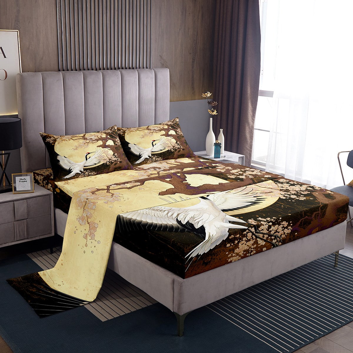 Erosebridal Red-Crowned Crane Sheets King Size, Japanese Ukiyo-E Sheet ...