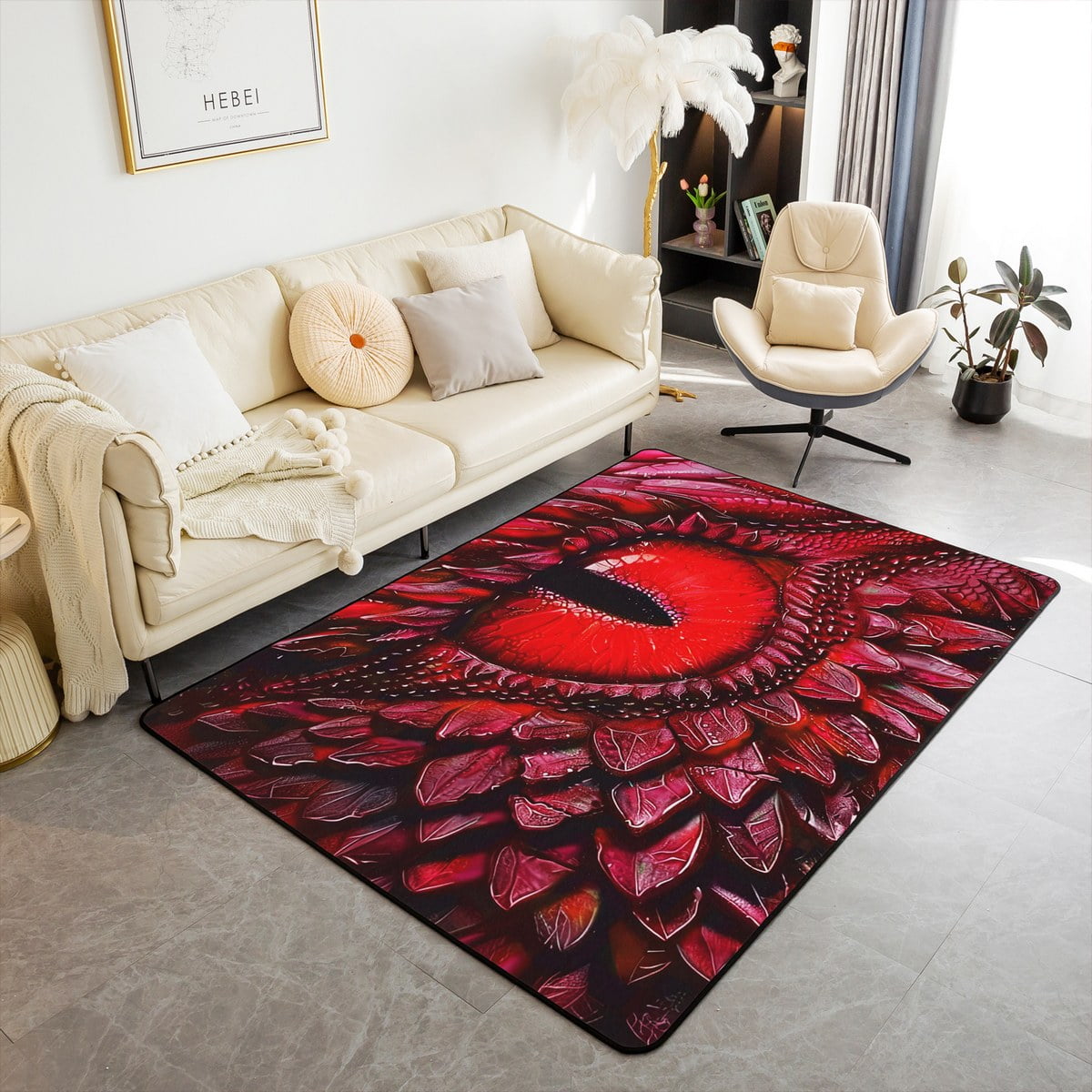 Erosebridal Red Dragon Eye Area Rugs 3x5 Vintage 3D Dragon Living Room ...