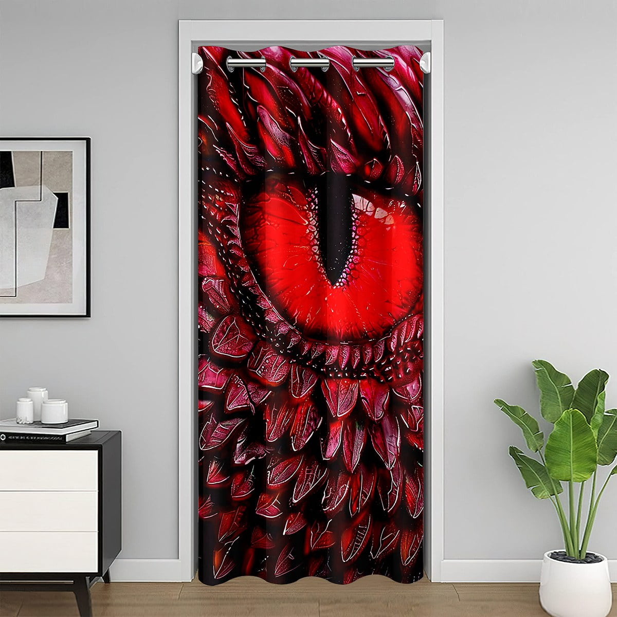 Red Dragon Eye Door Curtains for Doorways Vintage 3D Dragon Blackout ...