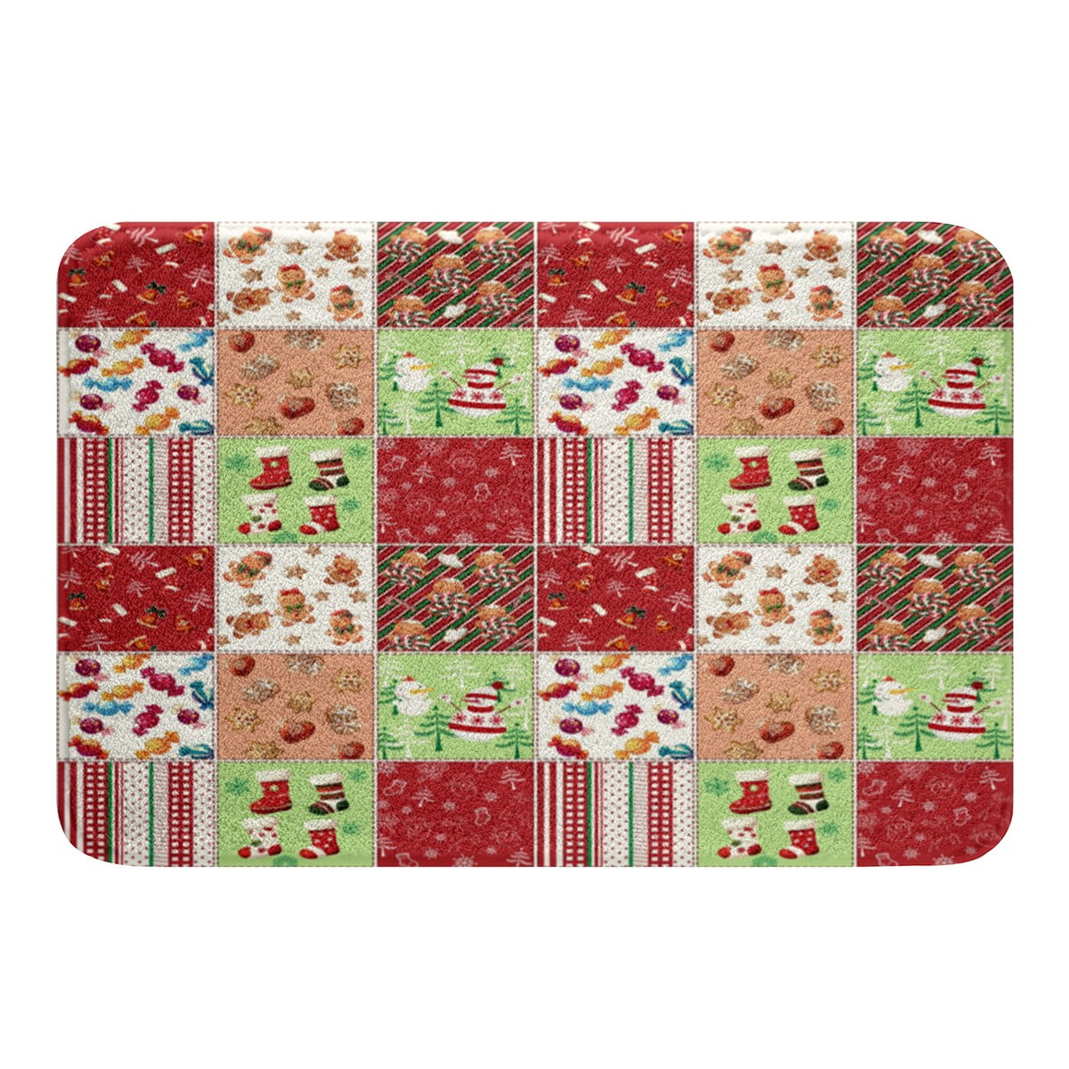 YST Red Green Christmas Bathroom Rug Set,Cute Snowman Gingerbread Man ...