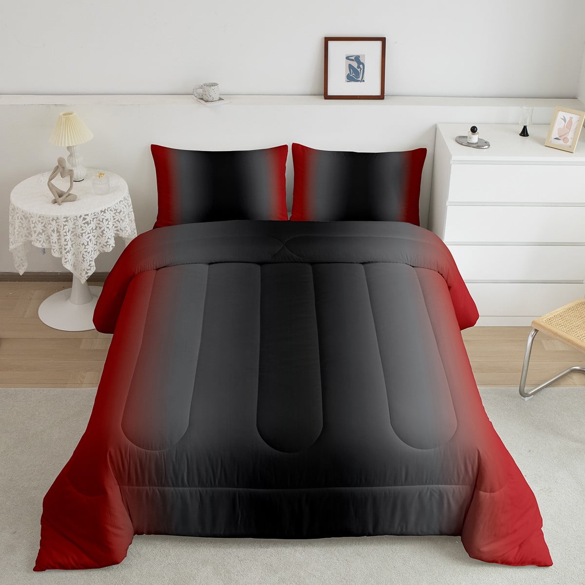 Red Grey and Black Comforter Set Full ,Rainbow Ombre Bedding Set ...