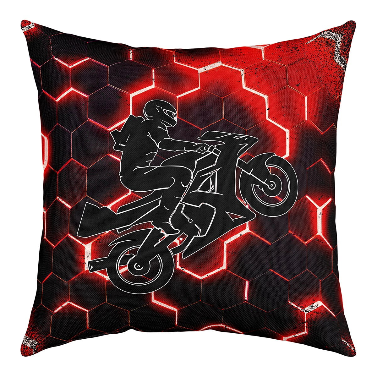 YST Red Honeycomb Pillow Cover 22x22 inch,Motocross Throw Pillow Cover ...