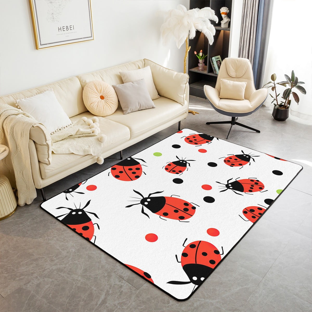YST Red Ladybug Area Rug for Kids Boys Girls,Cartoon Ladybugs Carpet ...
