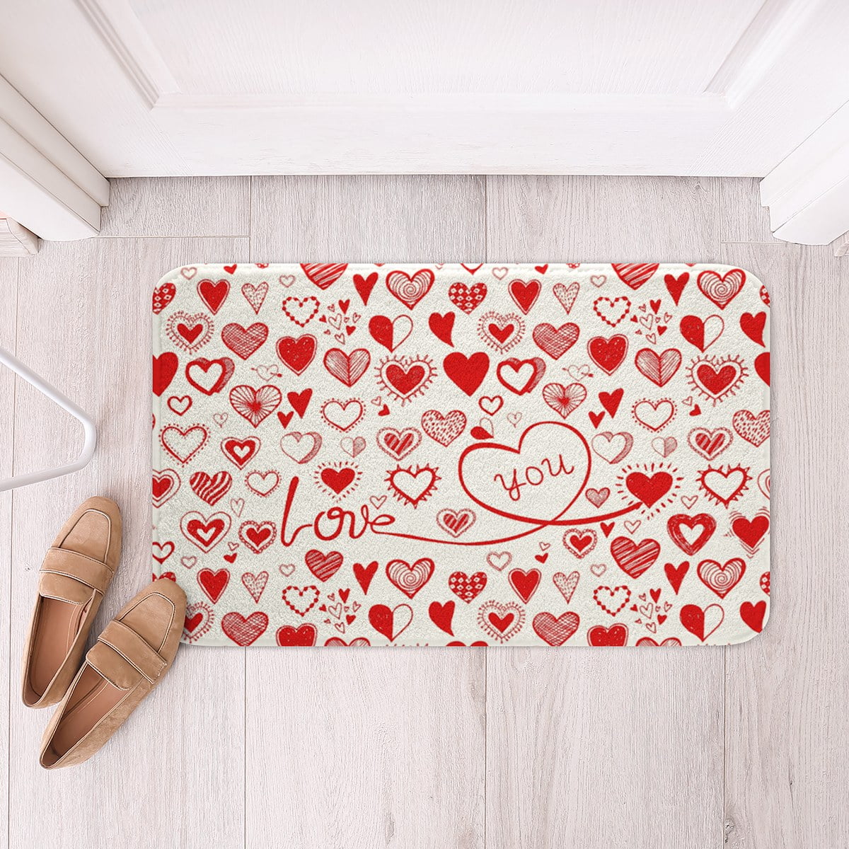 YST Red Love Heart Bath Rugs,Valentines Day Bathroom Rugs Bathroom ...