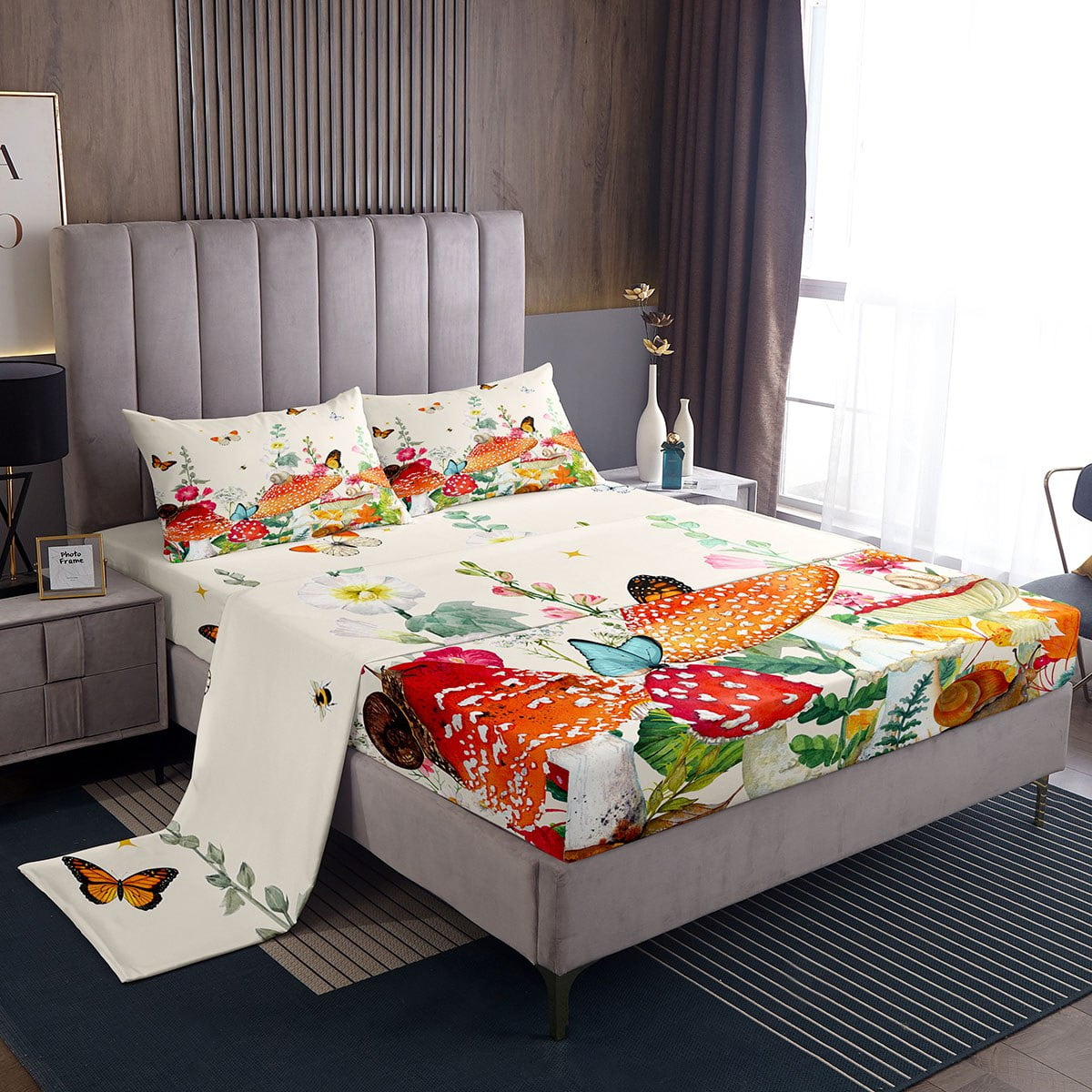 Erosebridal Red Mushroom Sheets, Sheets, Boho Aesthetic Butterfly Sheet ...