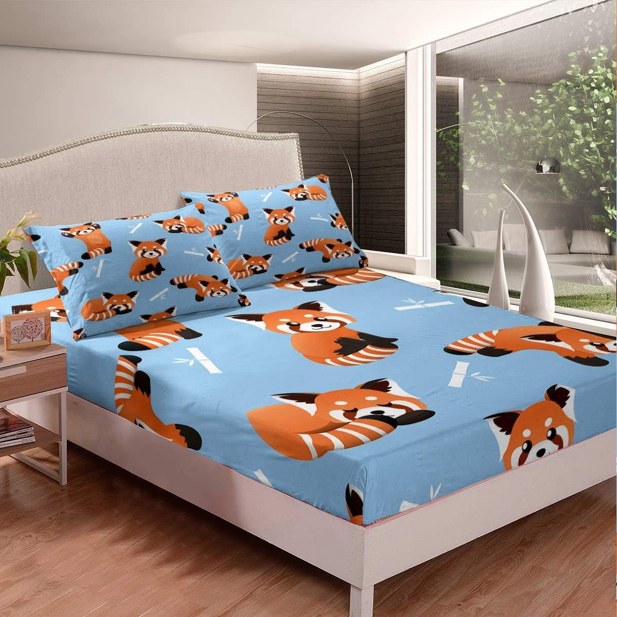 Red Panda Fitted Sheet Cute Animal Pattern Bed Sheet Set Kawaii Anime ...