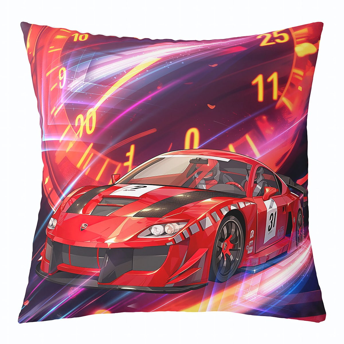 YST Red Race Car Throw Pillow Cover for Kids Boys Youth,Neon Light ...