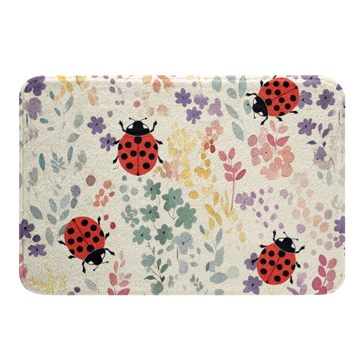 YST Reptile Ladybug Bathroom Rug Set,Cute Floral Ladybug Bath Mat for ...