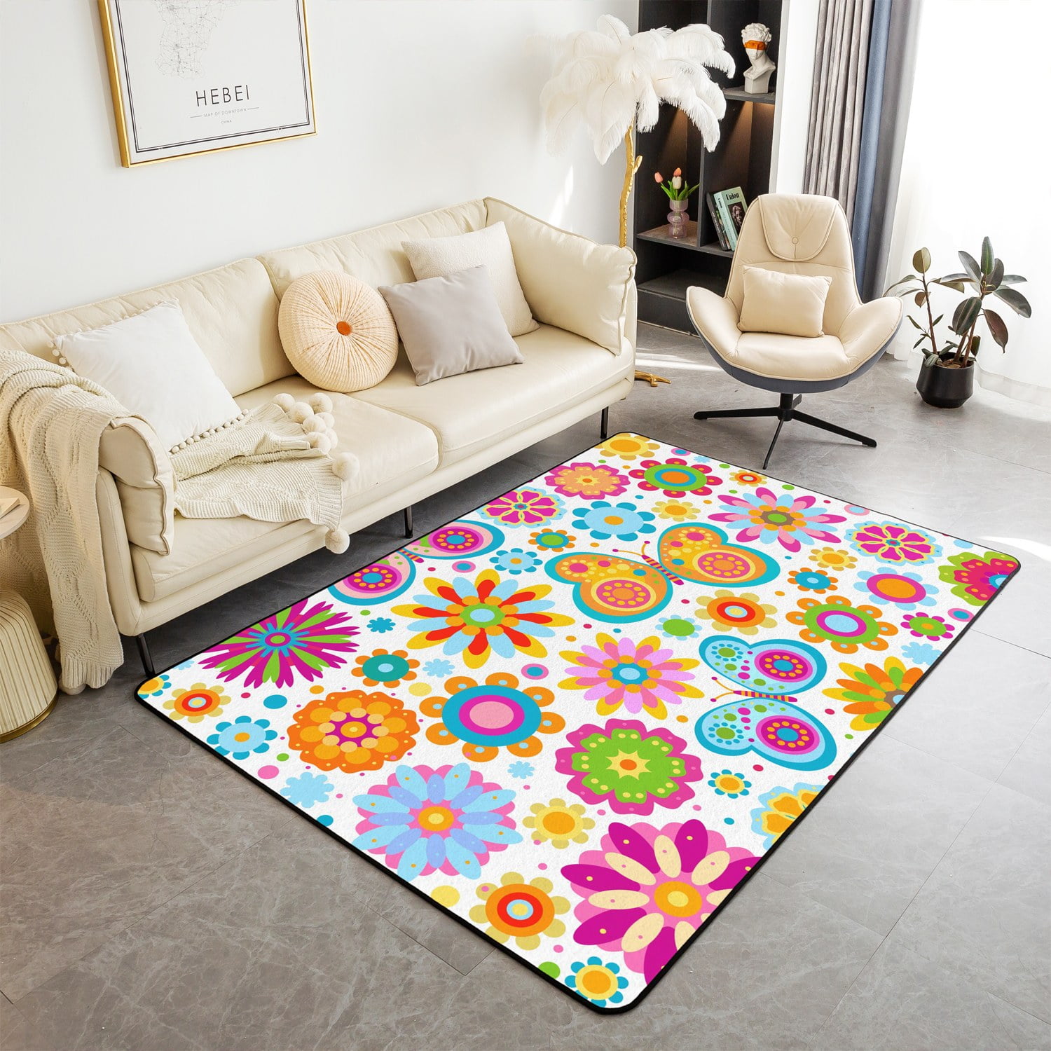 YST Retro 60s 70s Groovy Flower Carpet 3x5 for Bedside,Rustic ...