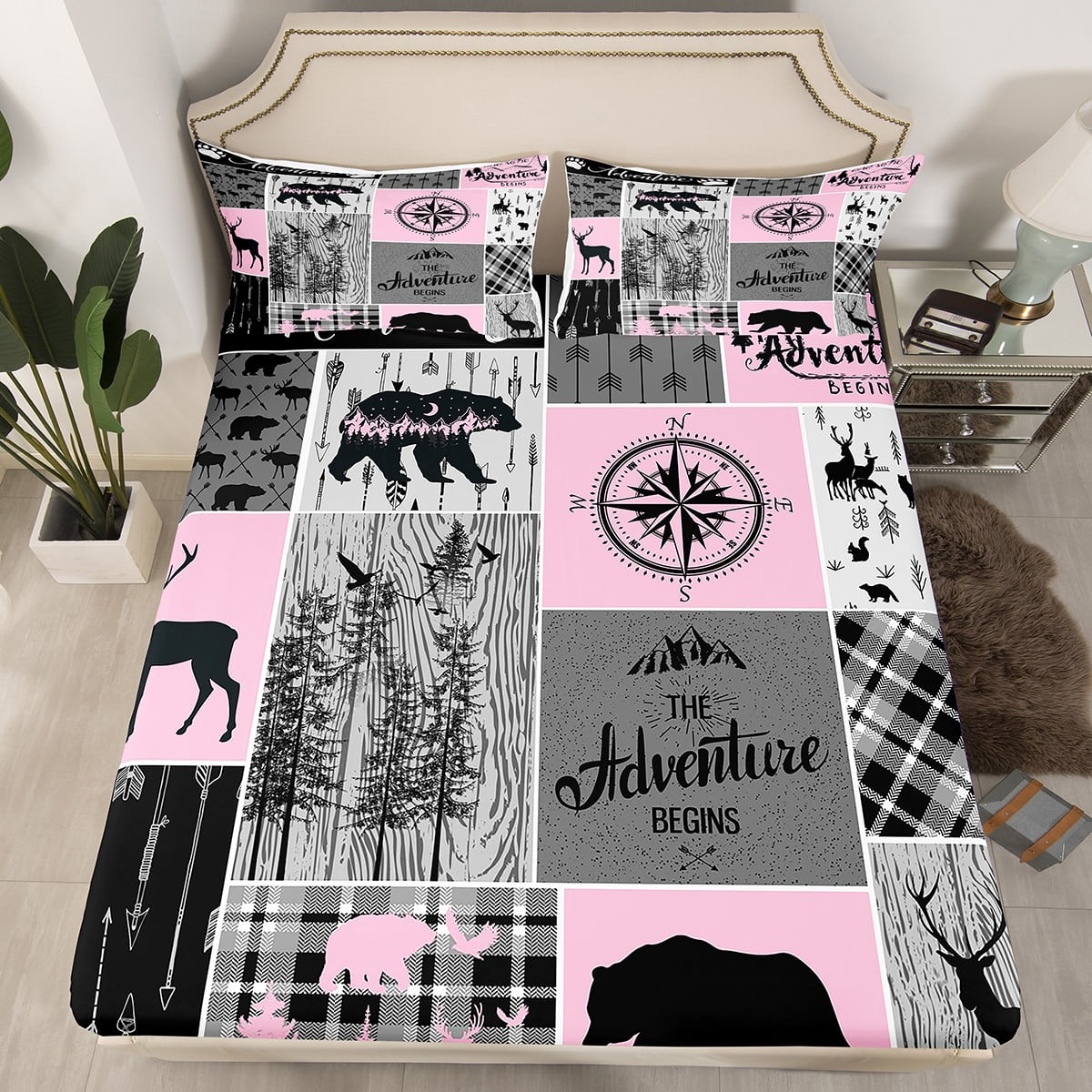 YST Retro Cabin Rustic Bedding Set For Bedroom Decor, Farmhouse Lodge ...