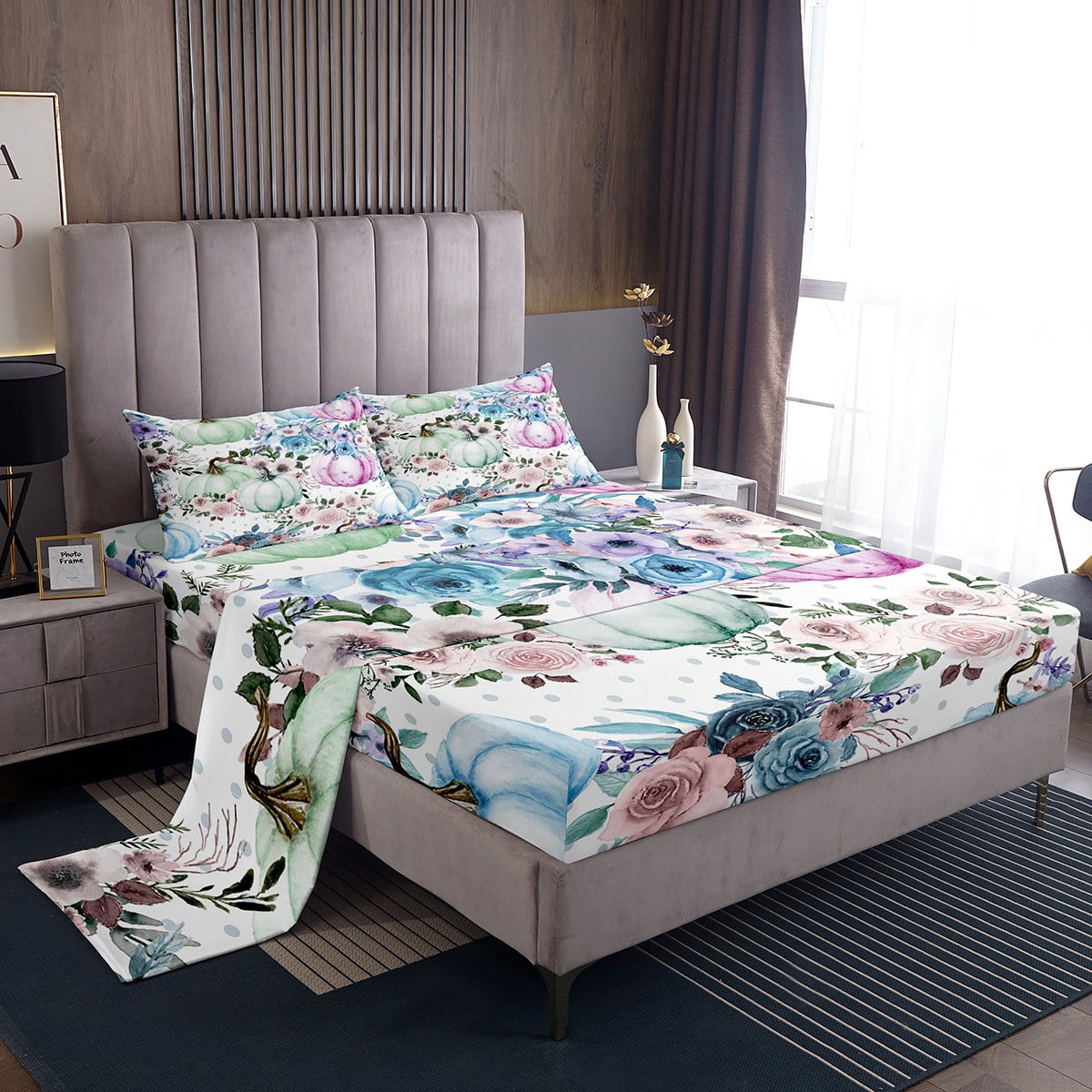 Erosebridal Retro Fall Bedding Set Twin Thanksgiving Pumpkin Bed Sheets ...