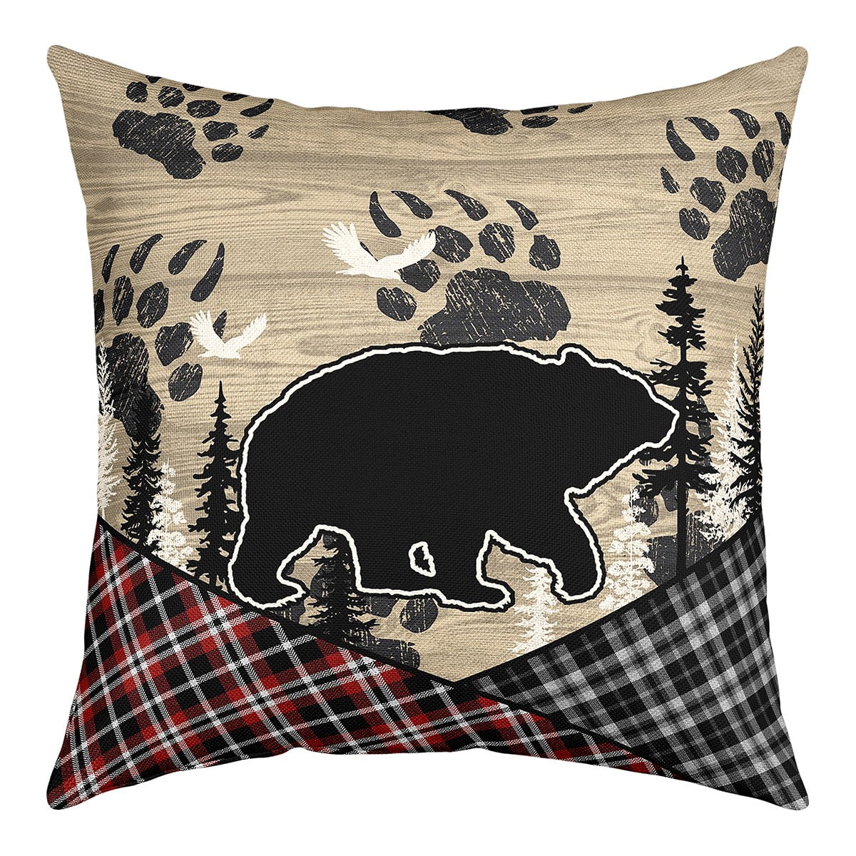 YST Retro Farmhouse Cushion Cover,Bear Patchwork Throw Pillow Cover ...