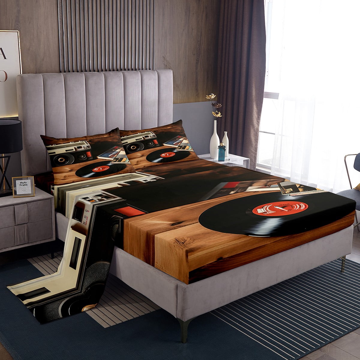 YST Retro Music Sheet Set Cassette Recore Box Tape Bed Sheets Set for ...
