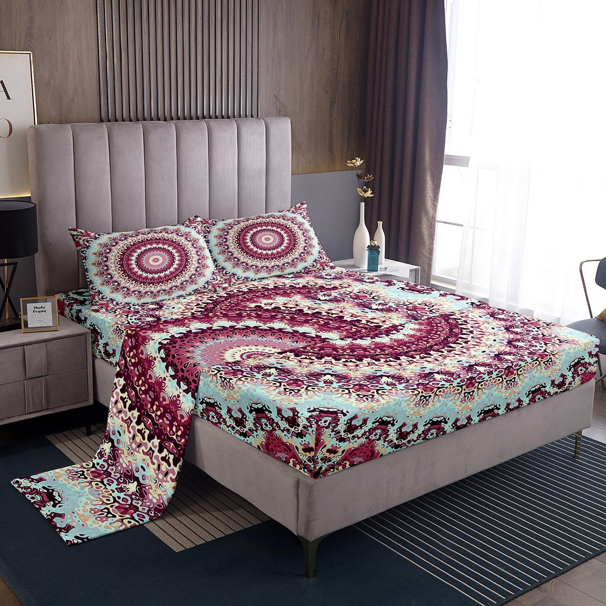 Yst Retro Persian Bed Set Hippie Oriental Bed Sheets Set Abstract