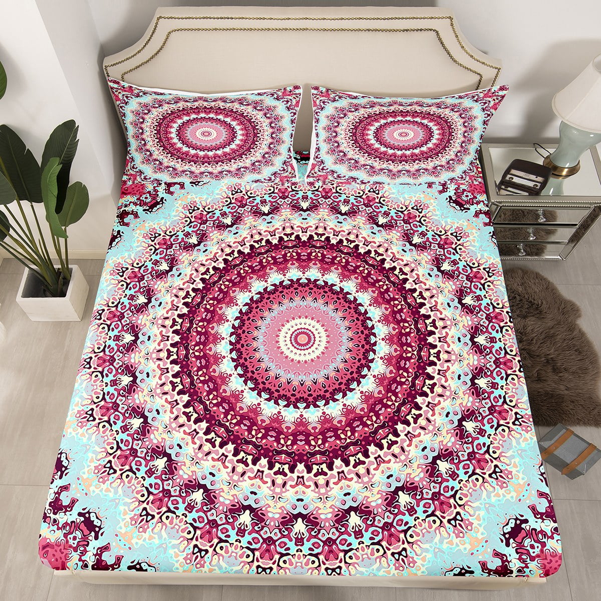 Yst Retro Persian Twin Fitted Sheet Hippie Oriental Sheets Abstract