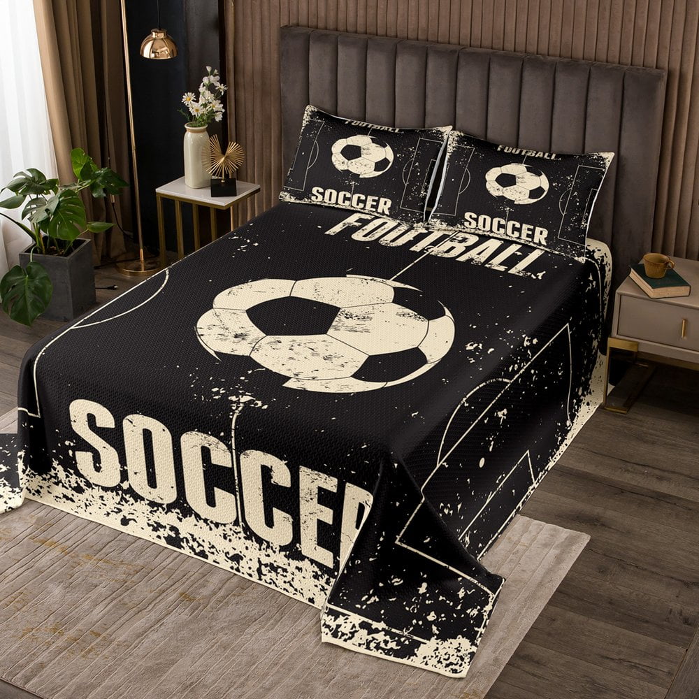 YST Retro Soccer Coverlet Twin Size for Kids Boys Girls Vintage ...