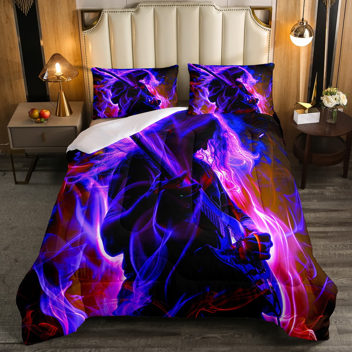 Rock and Roll Comforter Set Guitar Silhouette Bedding Comforter Sets ...