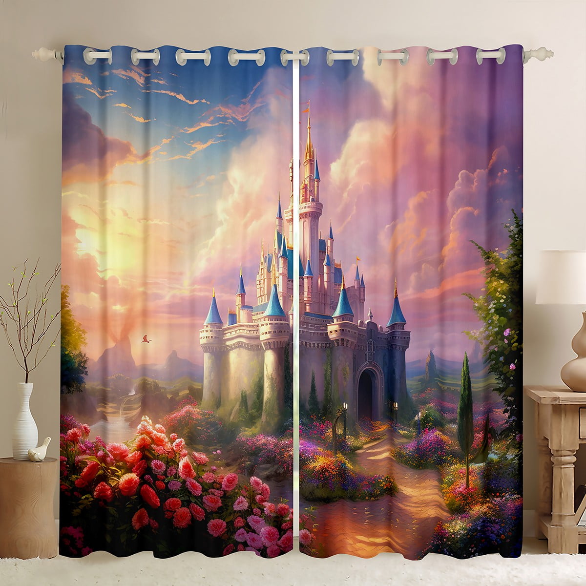 YST Romantic Castle Curtains for Kids Girls Child,3D Princess Blackout ...