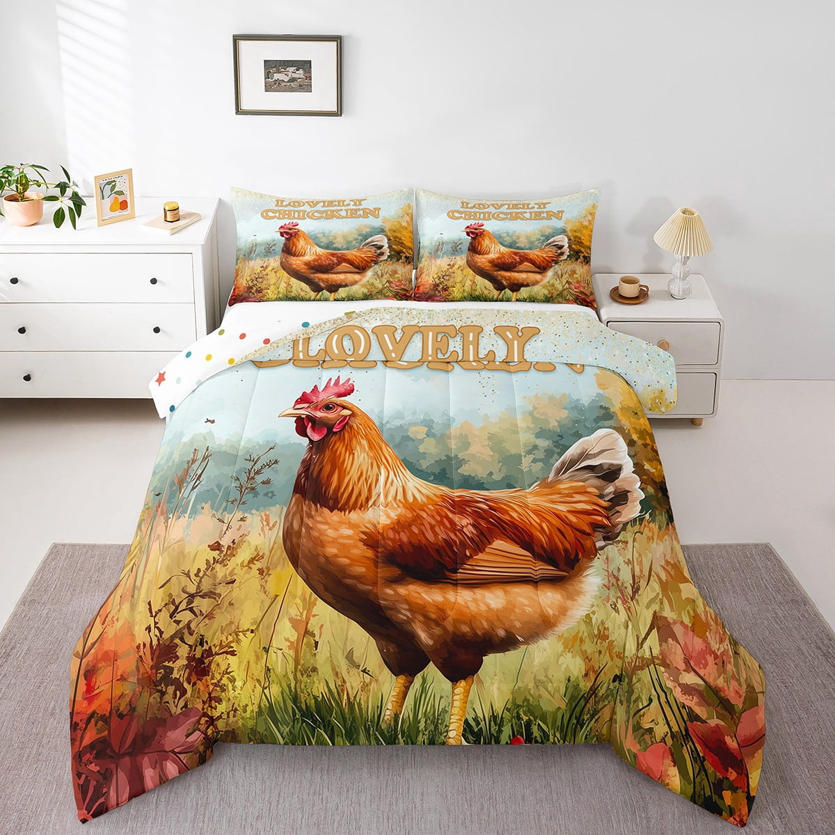Rooster Bedding Set Rustic Farm Chicken Comforter Set Chicken Coop ...
