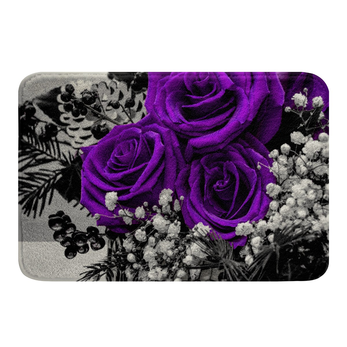 Erosebridal Rose Floral Doormats Floor Mats, Women Purple Rose Bathroom ...