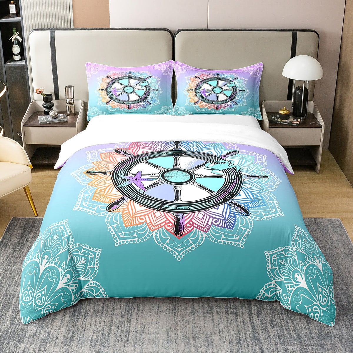 Erosebridal Rudder 100% Cotton Duvet Cover Full, Boho Flower Bedding ...